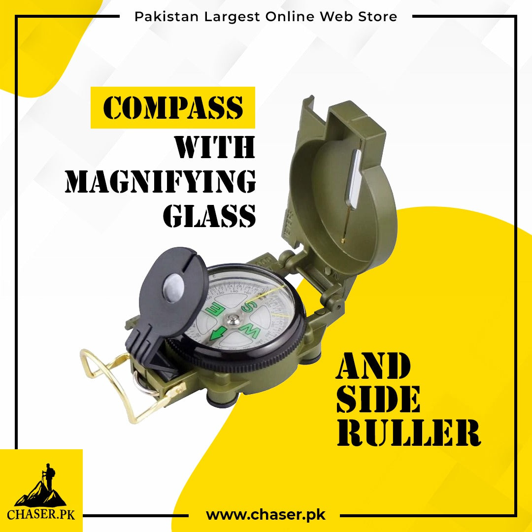 Compass With Mangifying Glass and Side Ruller – Chaser.pk